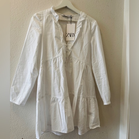 Zara | Dresses | Zara White Ruffled Tiered Mini Dress | Poshmark